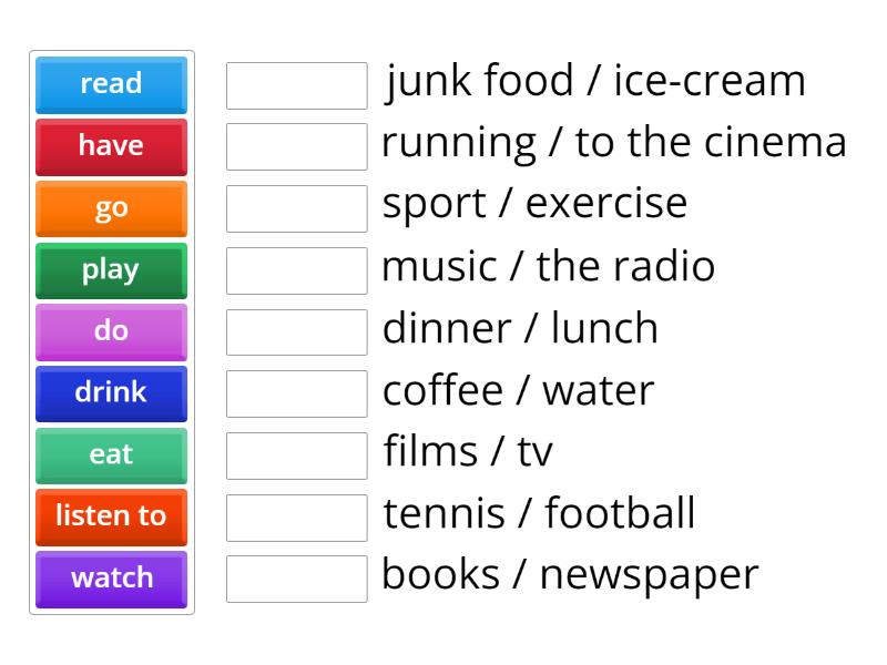 Free time activities - verbs - Match up