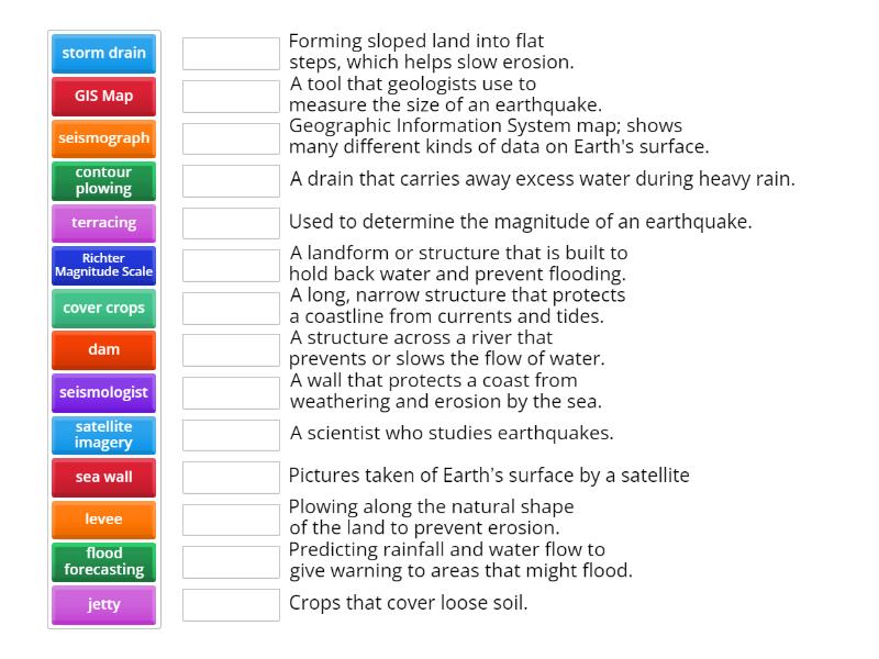 Managing Earth's Changes - Match up