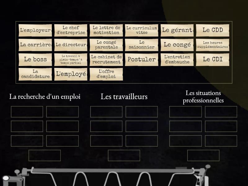 Le lexique du travail - Group sort