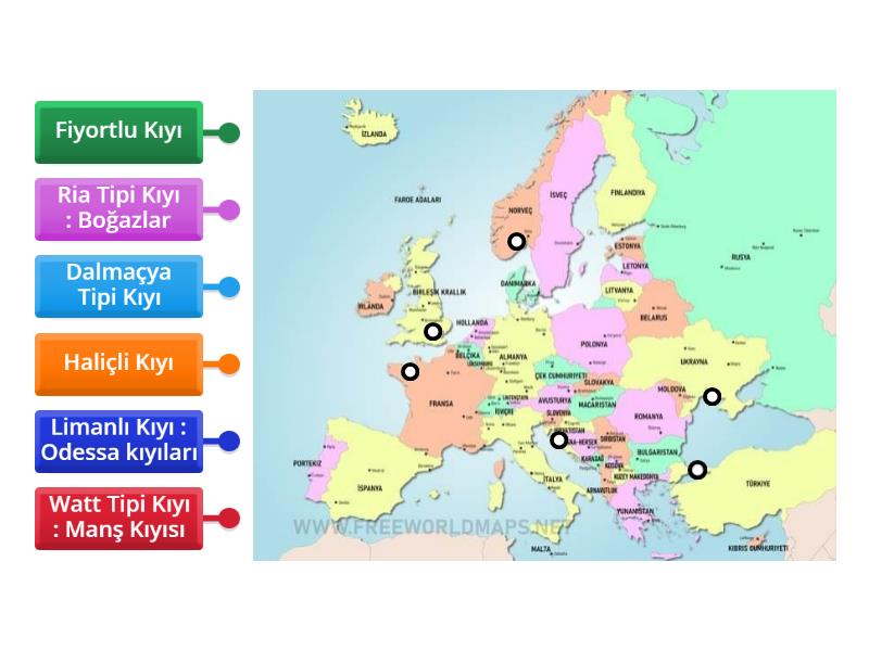 Dünyada Kıyı Tipleri - Labelled diagram