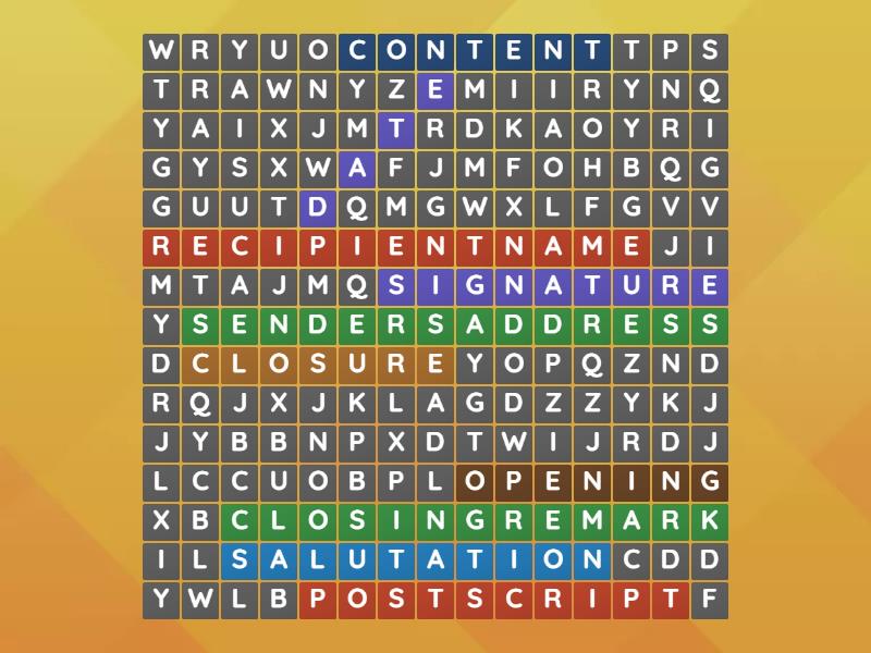 letter structure - Wordsearch