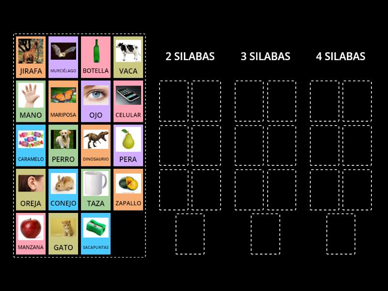 Clasificá las palabras por su cantidad de sílabas - Group sort