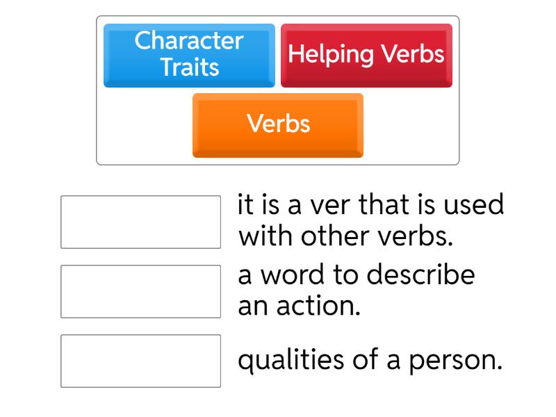 Character Traits and Helping Verbs - Une las parejas