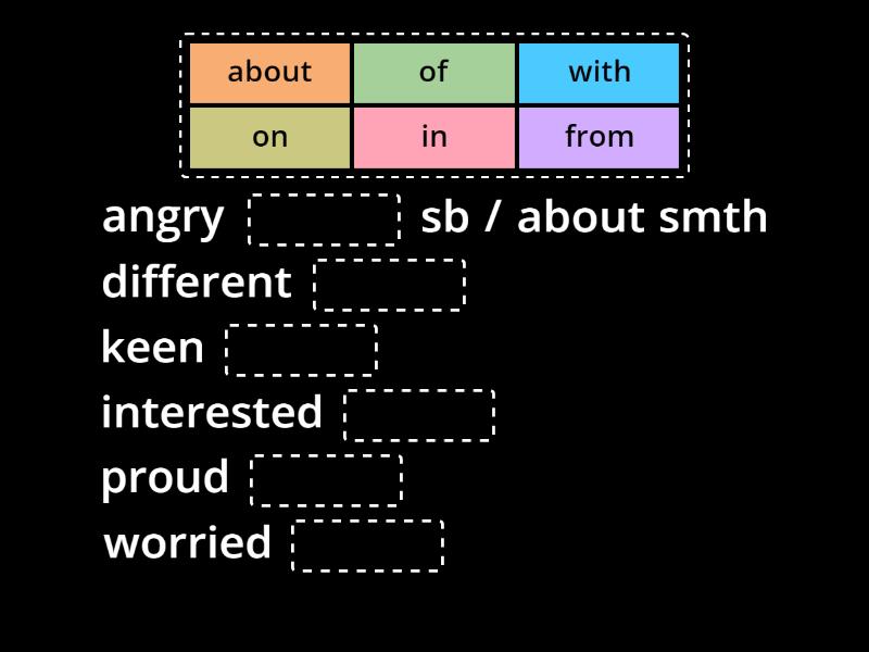 Solutions elem, 1F, adjectives + prepositions - Complete the sentence