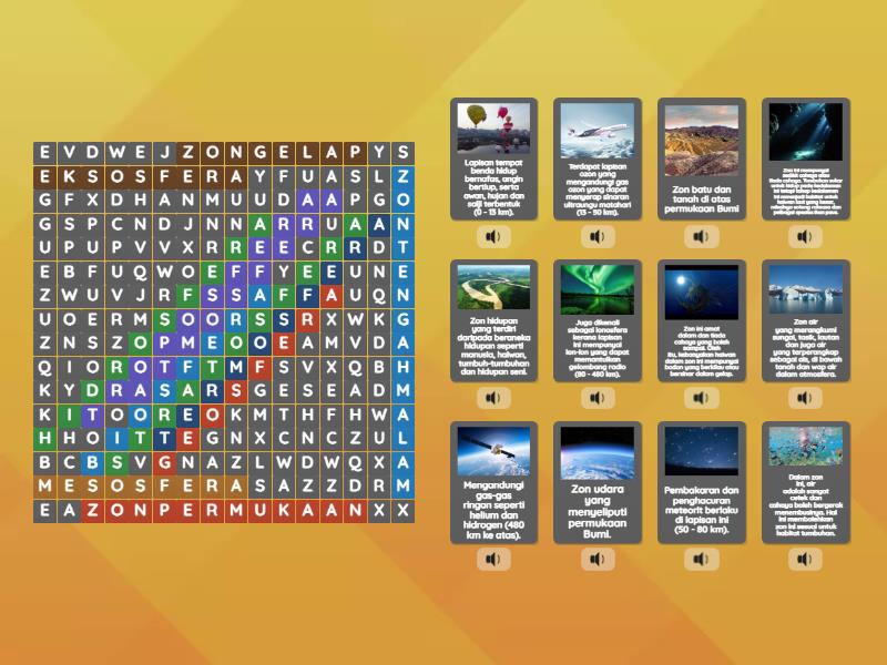 Sains Tingkatan 1 Kssm Subtopik 9 1 Sistem Dan Struktur Bumi Wordsearch