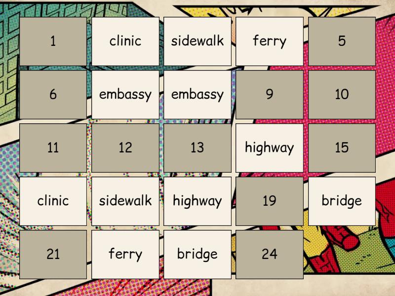 Evolve 3 unit 3 memory game city features - Matching pairs