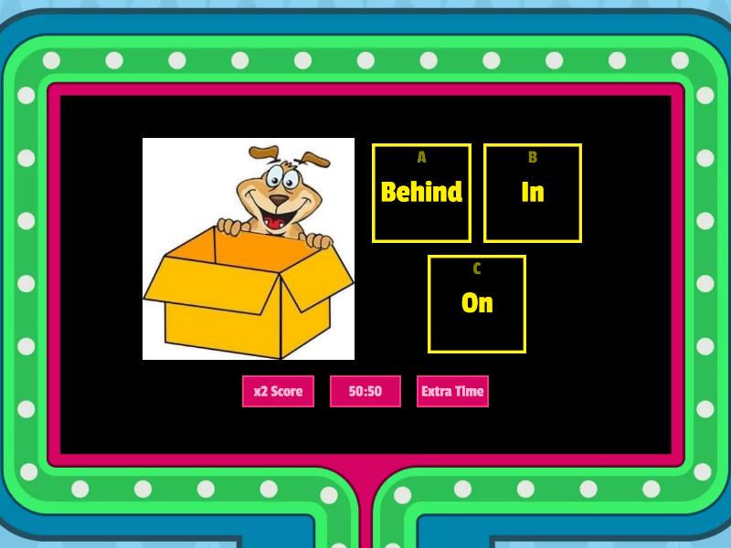 Prepositions: in, on, under, behind - - Gameshow quiz