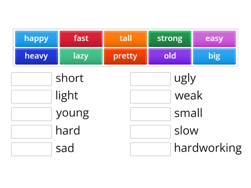 Opposite adjectives - Match up