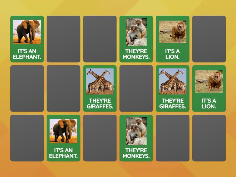 Wild Animals - MEMORY GAME - Matching pairs