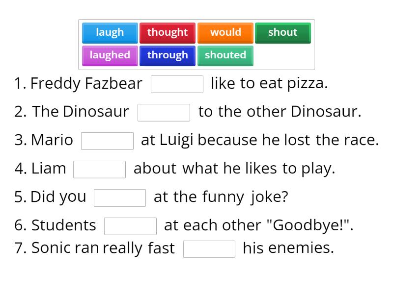 Sentence fillers - Complete the sentence