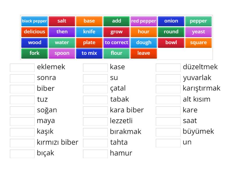 Vocabulary - Match up