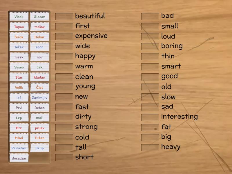 Pridevi _ Adjectives - Match up