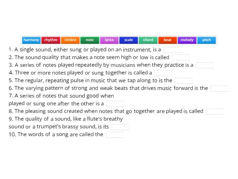 Music vocabulary - Complete the sentence