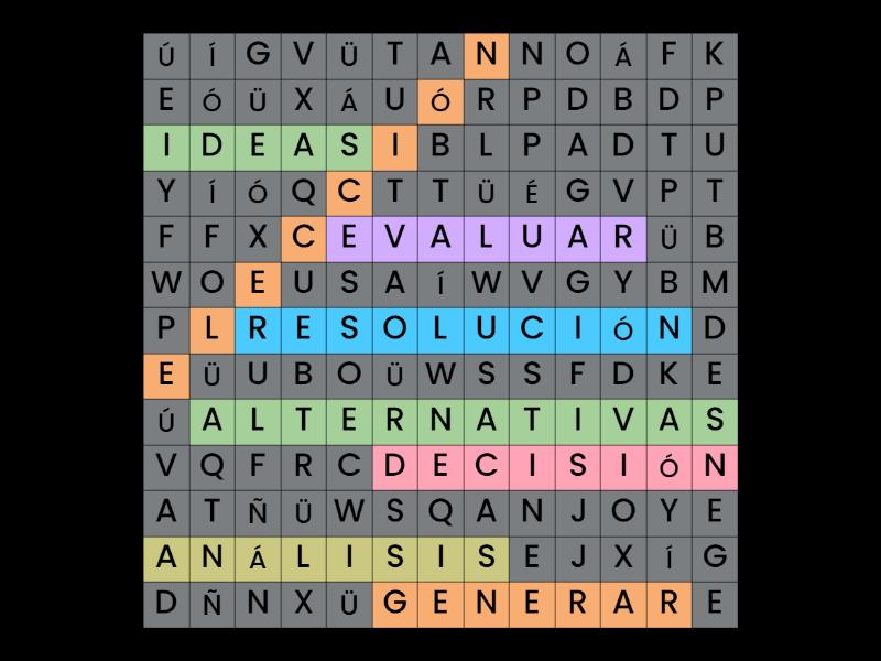 TOMA DE DECISIONES GRUPALES - Sopa de letras