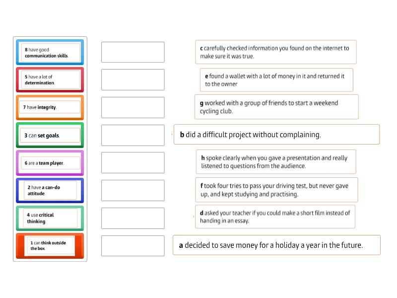 Match the phrase with the best situation - Match up