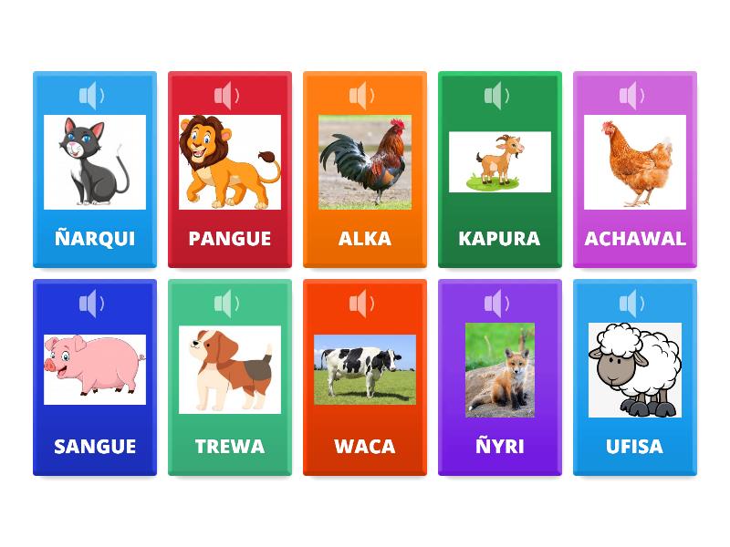 animales mapuche - Fichas giratorias