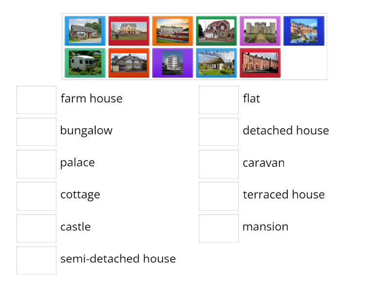 ESOL Pre Entry - Match the types of houses - Match up