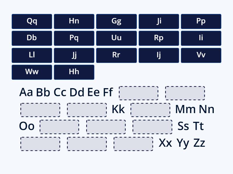 ABC order (A-Z) fill in the gaps - Complete the sentence