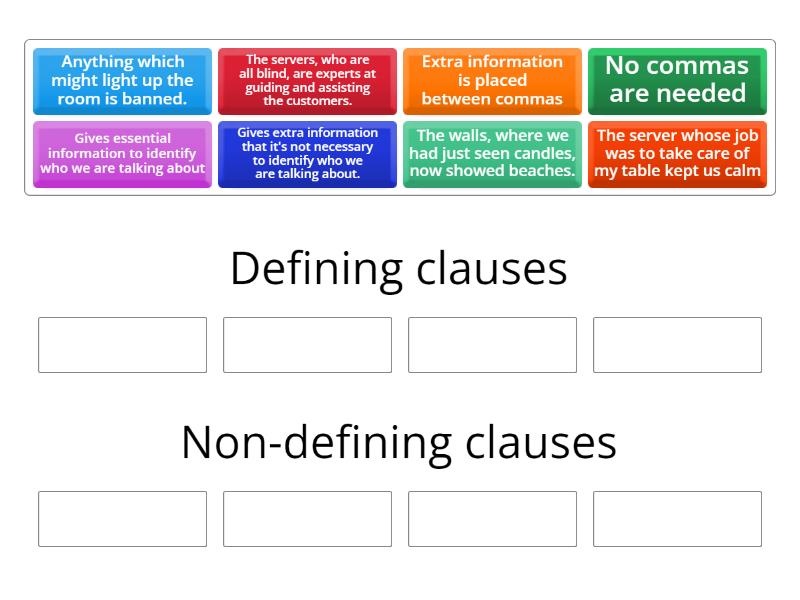 Defining and non-defining clauses - Ordenar por grupo