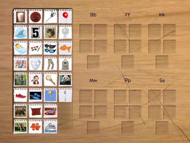 Beginning sound sort: B, F, K, M, P, and S - Group sort