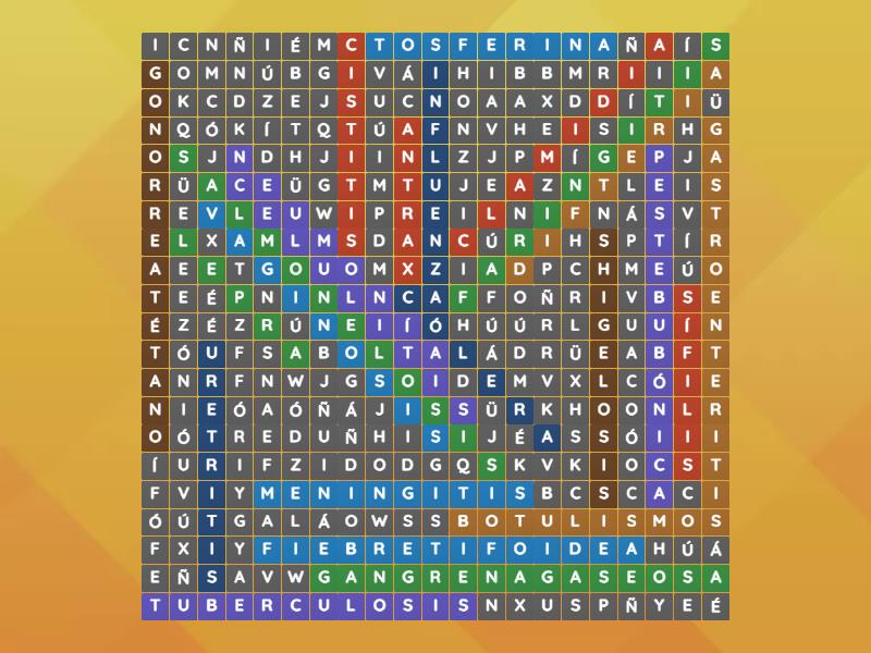 Enfermedades producidas por Bacterias - Sopa de letras