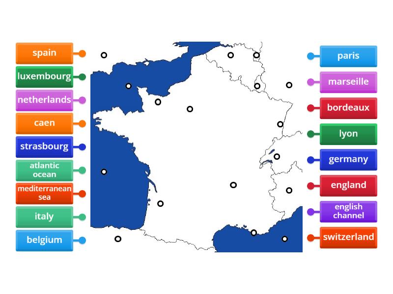 France map quiz - Diagrama con etiquetas