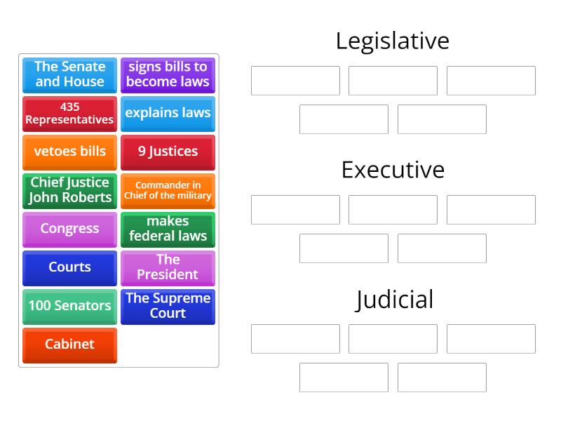 3 Branches of Government Sorting Game - Group sort