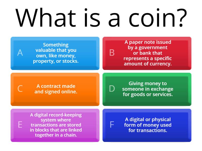 Tokens - vocabulary (Intermediate onwards) - Quiz
