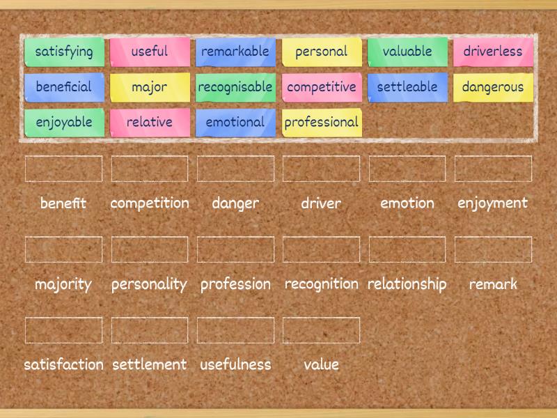 Prepare 7 unit 9 adjective and noun suffixes - Une las parejas