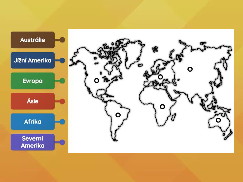 MAPA SVĚTA - KONTINENTY - Labelled diagram