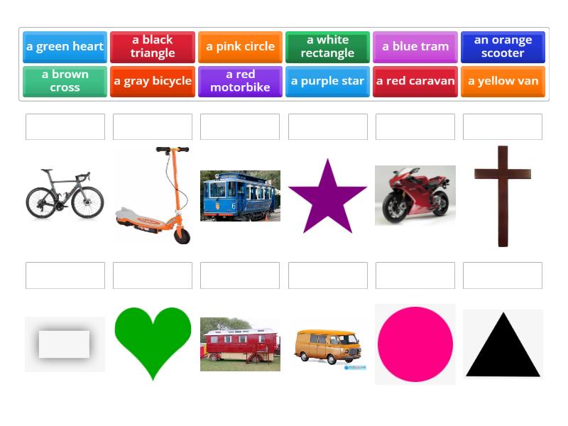 Transportation and Shapes (with colors) - Match up