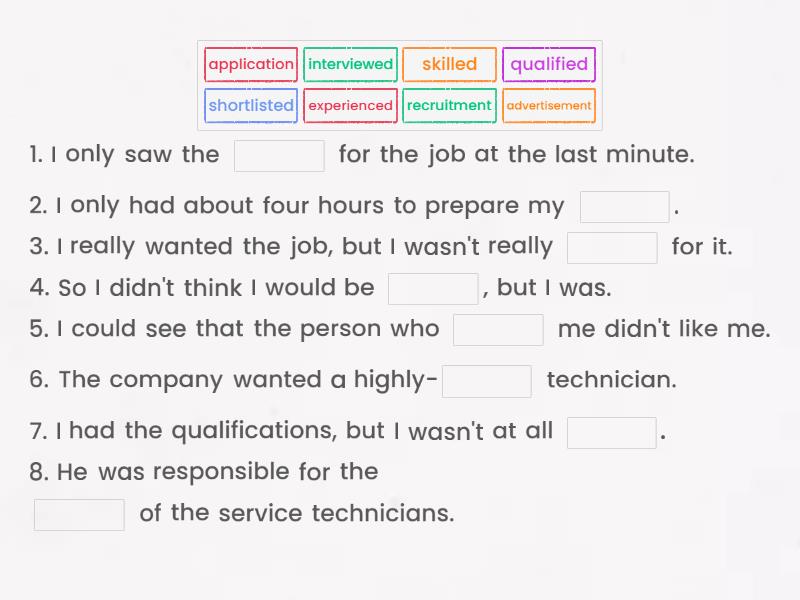 Work and Employment - Complete the sentence