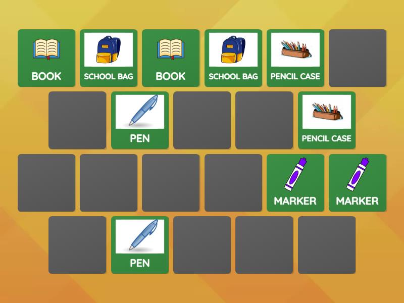 School objects - MEMORY GAME - Parejas