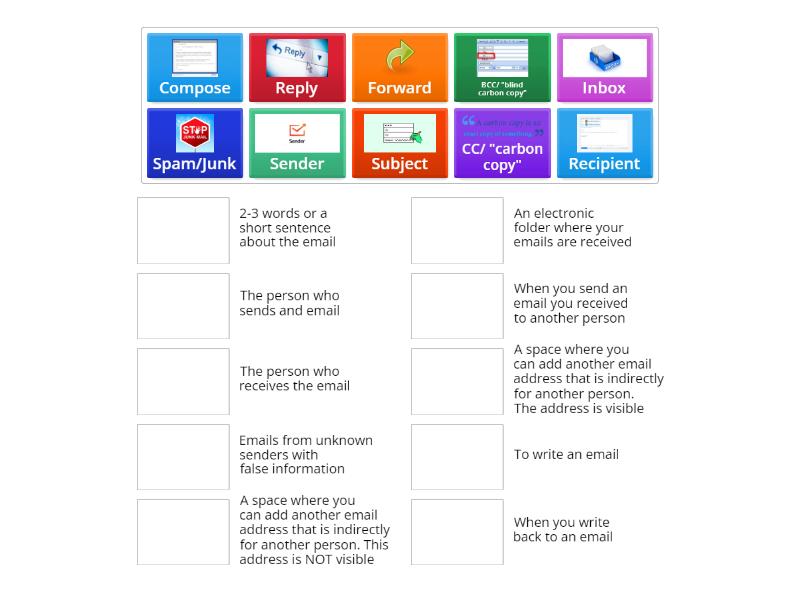 Email Vocabulary - Match up