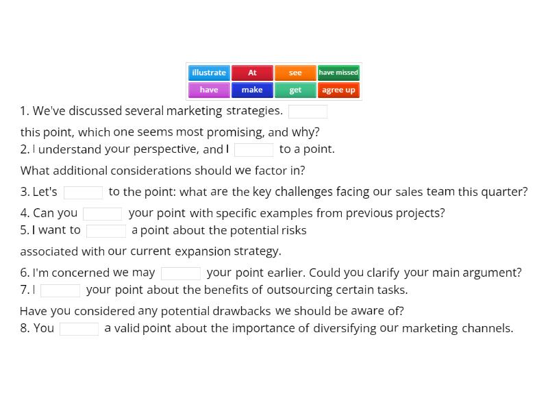 Expressions with 'point' - Complete the sentence