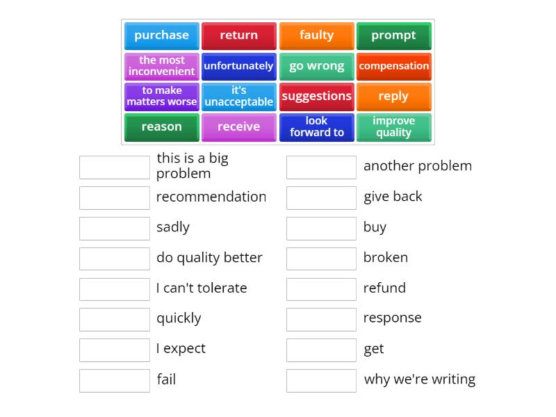 letter complaint - Match up