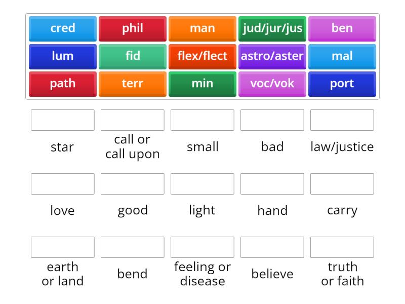 Unit 3-Greek & Latin Root Words - Match up
