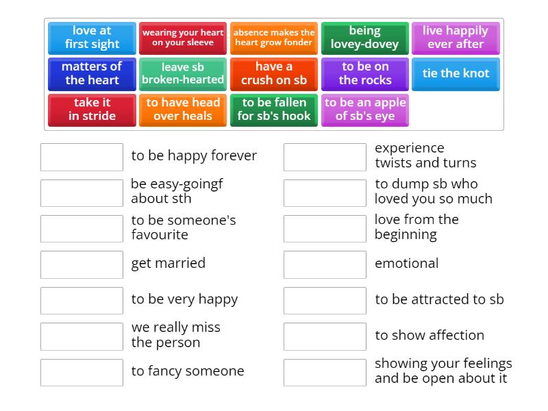 love idioms advanced - Match up