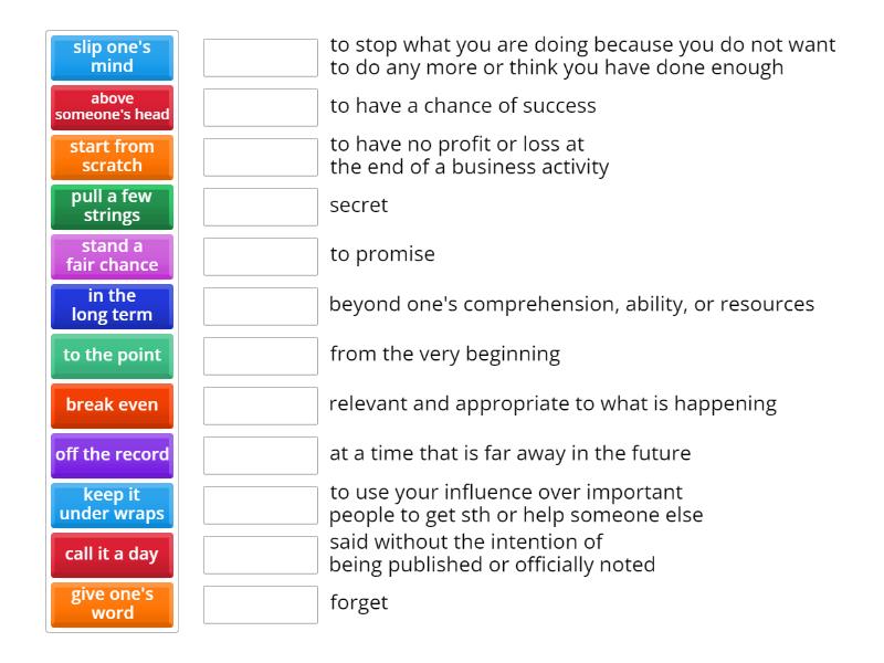 Idioms (common mistakes) - Match up