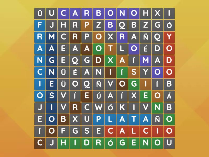 ELEMENTOS QUÍMICOS - Sopa de letras