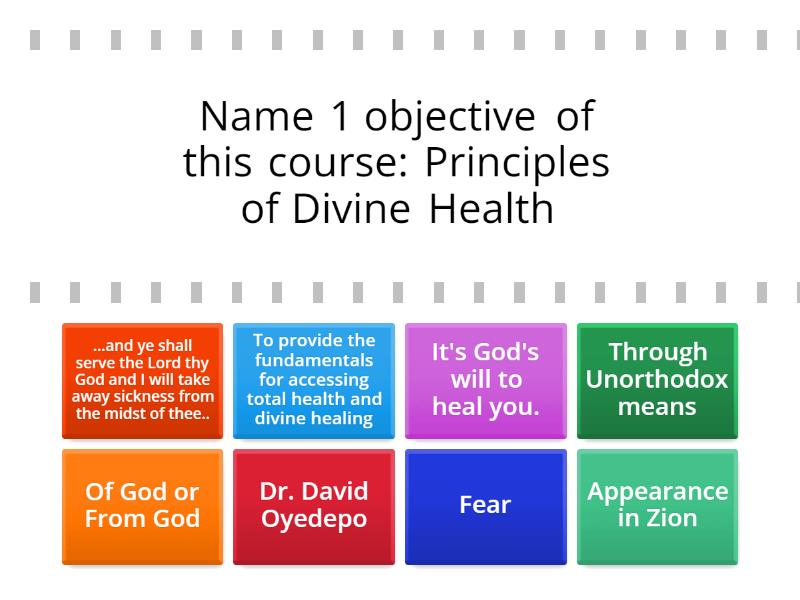 PRINCIPLES OF DIVINE HEALTH - Find the match