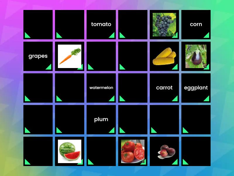 Fruits and vegetables - Matching pairs