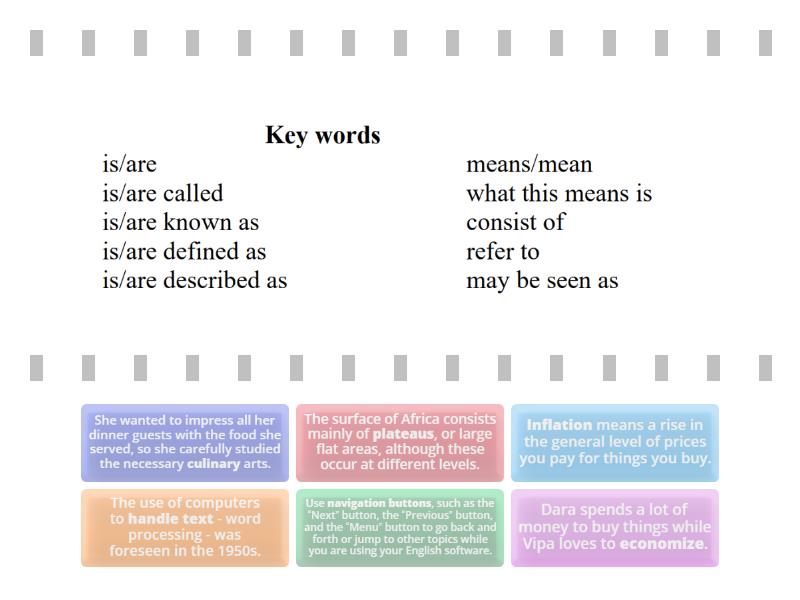 Basic ways of guessing meaning - Examples - Find the match