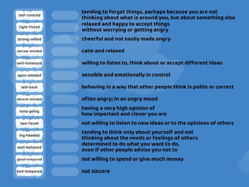 EF Upper Inter 1B VOCABULARY compound adjectives - Match up