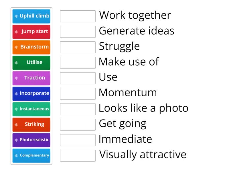 1A - Synonym match - Indie game graphics tips - Match up