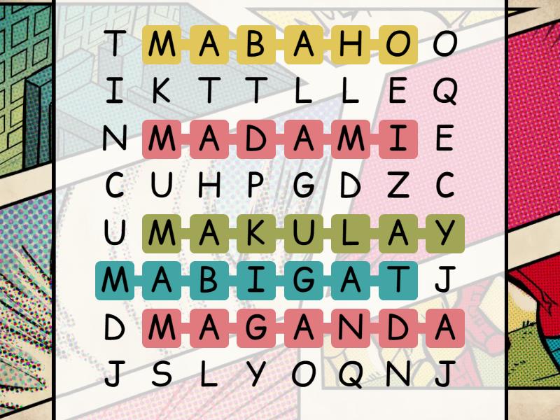 Mga Pang-uri - Wordsearch