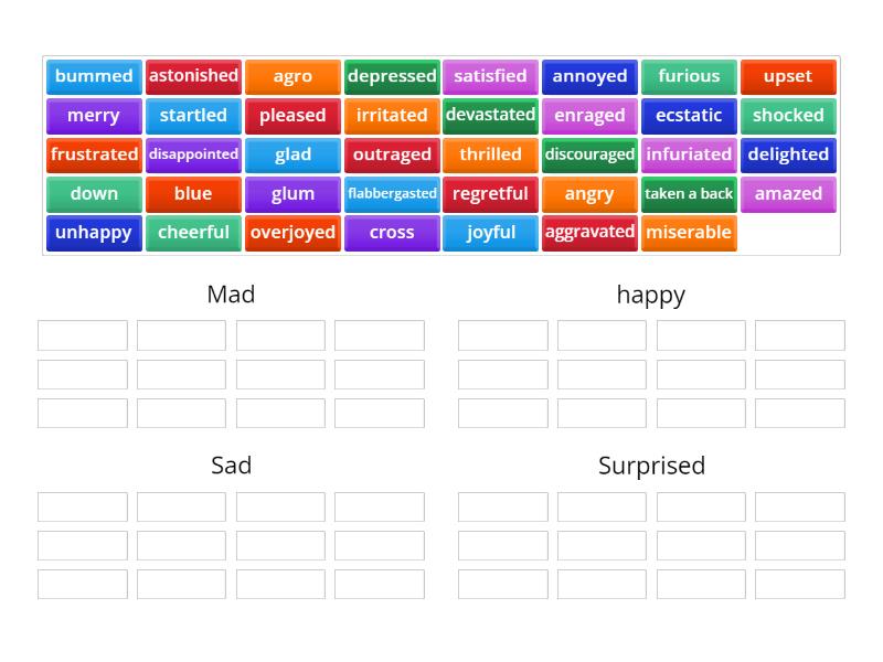 Emotional word sort - Group sort