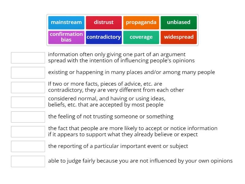 Fake news - Intro Vocabulary - Une las parejas