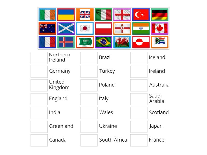 Geography - match the flags (new flags) - Match up