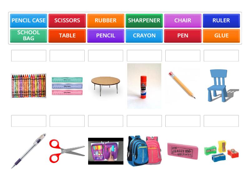 SCHOOL OBJECTS - Match up